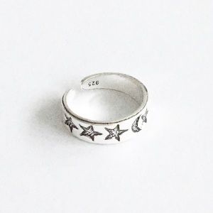 Jewelry | Sterling Silver Stars Moon Toe Ring | Poshmark